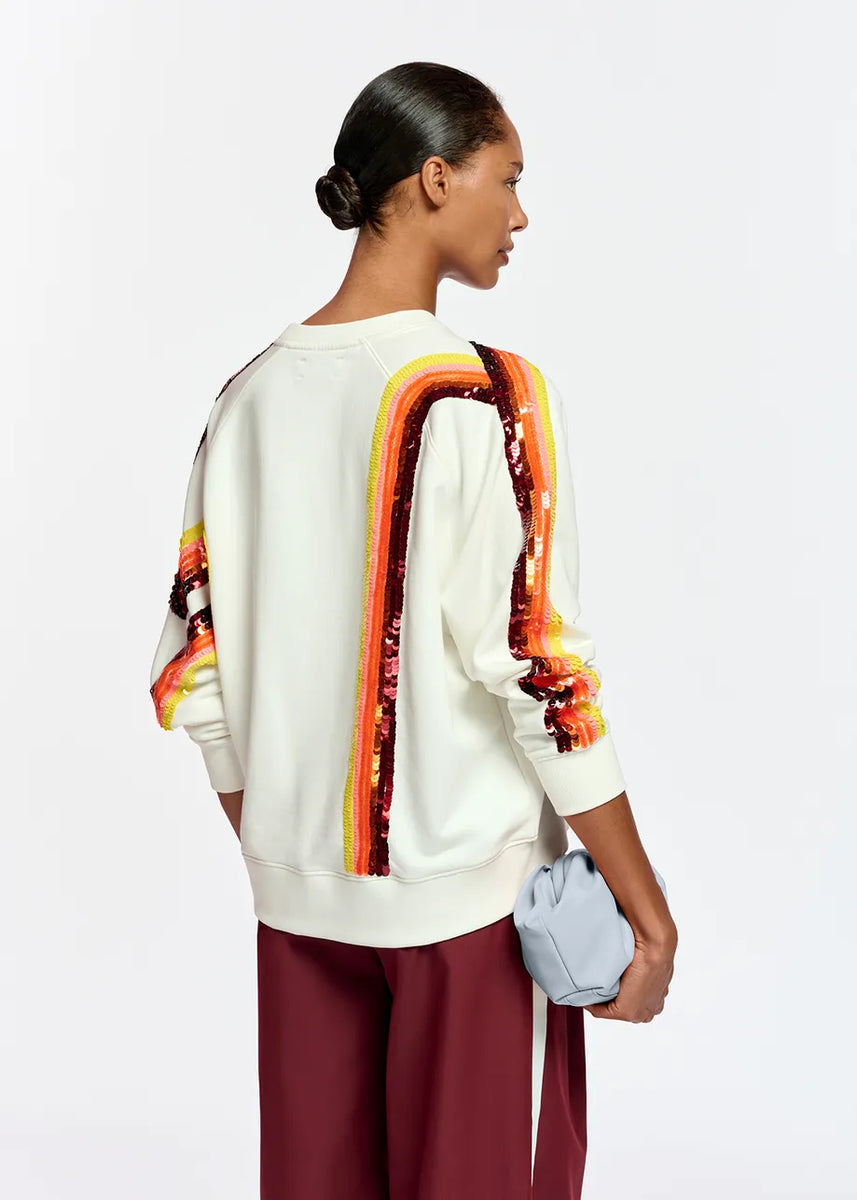 Essentiel Antwerp White Sweatshirt in Orange Sequin – SYBIL Boutique