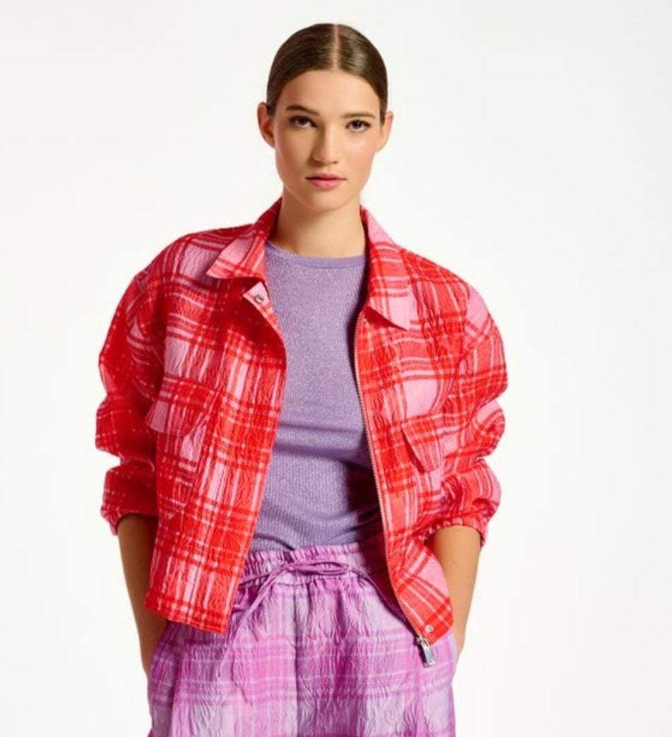 Essentiel Antwerp Pink Check Cropped Jacket – SYBIL Boutique
